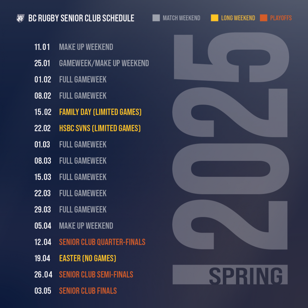 BC Rugby 2024/25 Senior Club Schedules Announced – BC Rugby